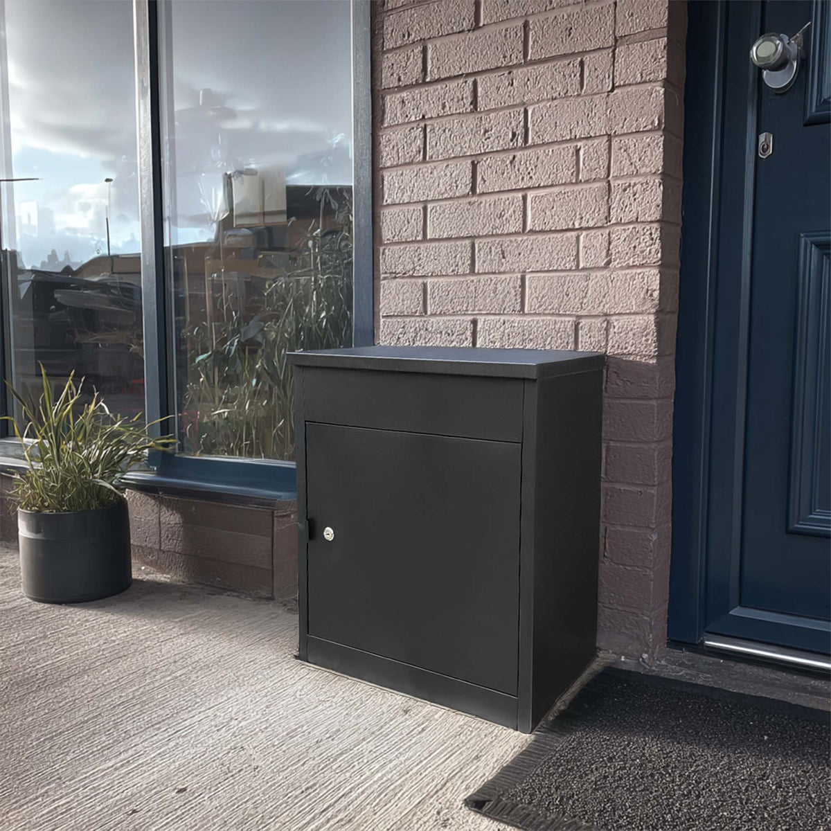 Nicoman Black Metal Parcel Box – Secure & Weatherproof Delivery Box ...