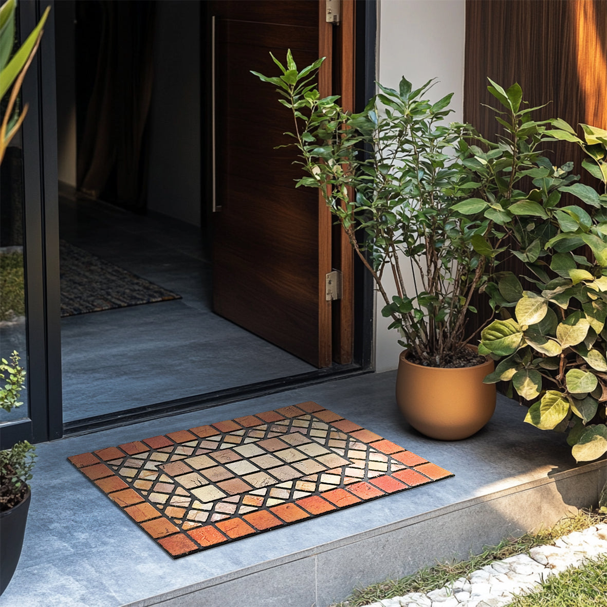 Nicoman Elegant Tile Effect Doormat with Red Edge – Nicoman.co.uk